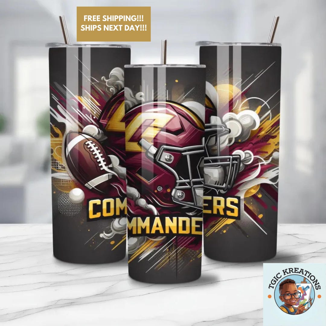 Personalized Commanders Football Tumbler 20oz, Custom Sports Team Gift ...