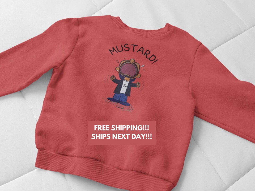 MUSTARD Kids Hip Hop Cartoon Crewneck Sweatshirt, Funny Rap Music Fan ...