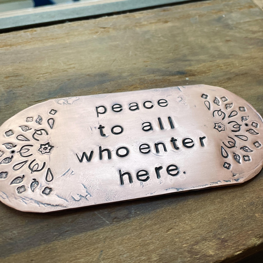 Peace to All Who Enter Here - Warm Copper Passages Plaque - Horizontal ...