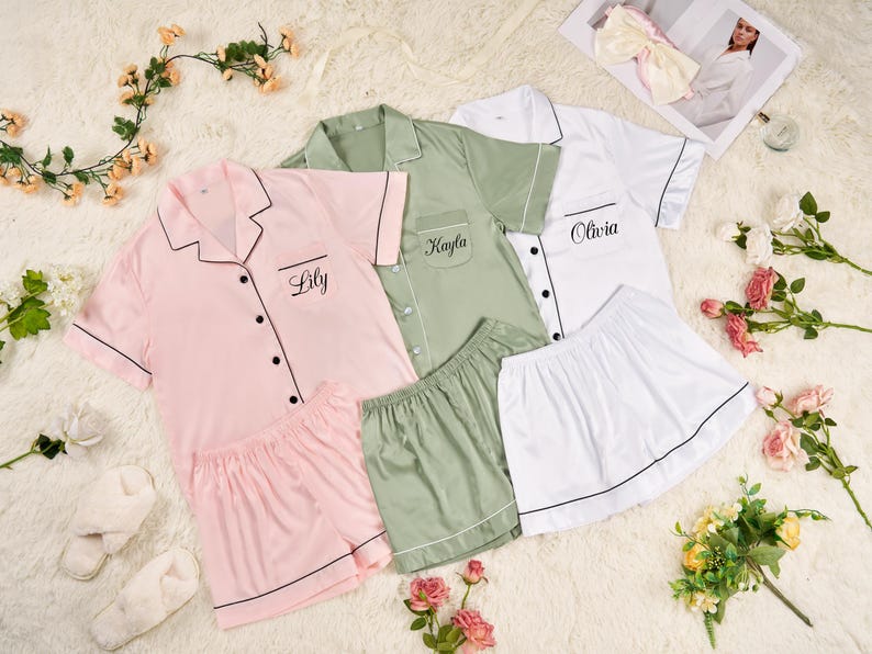 Personalized Bridesmaid Pajamas Sets, Bridesmaid Pjs Sets, Monogram ...