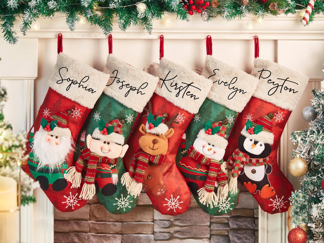3D Christmas Stocking Personalized Stockings With Name Family Stocking ...