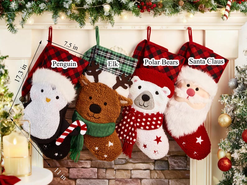 3D Christmas Stocking Personalized Plush Family Stockings Monogram ...