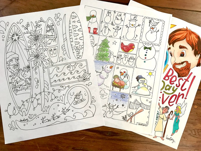 Happy Sunny Christmas Coloring Book - Etsy