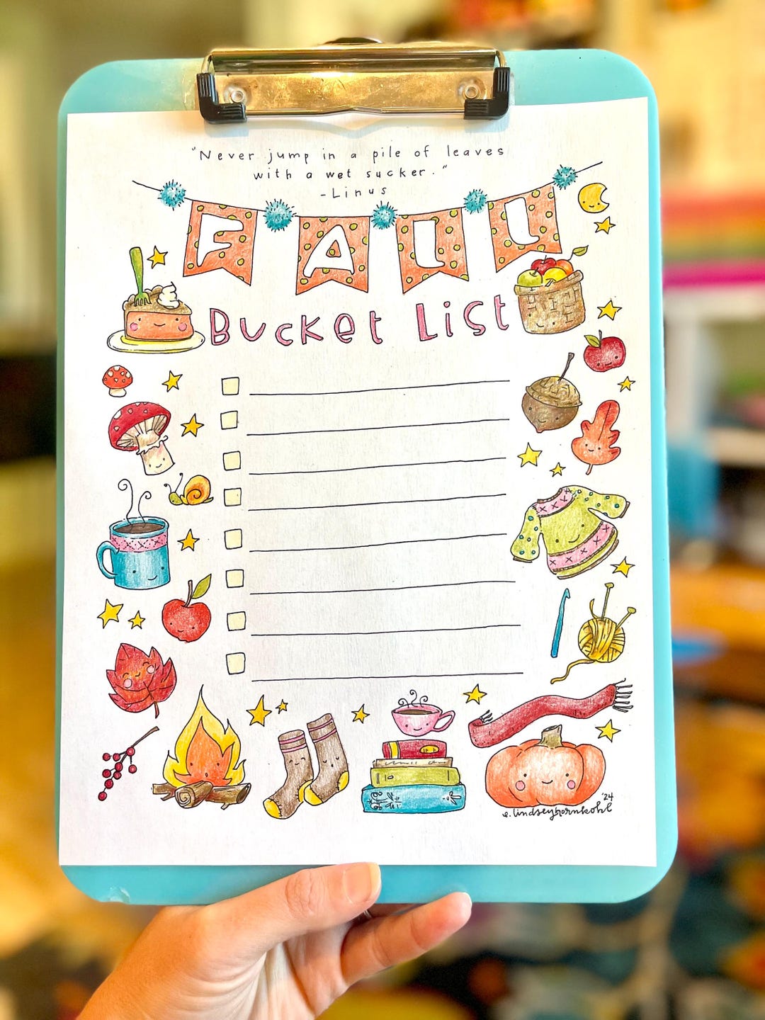 Fall Bucket List Coloring Page - Etsy