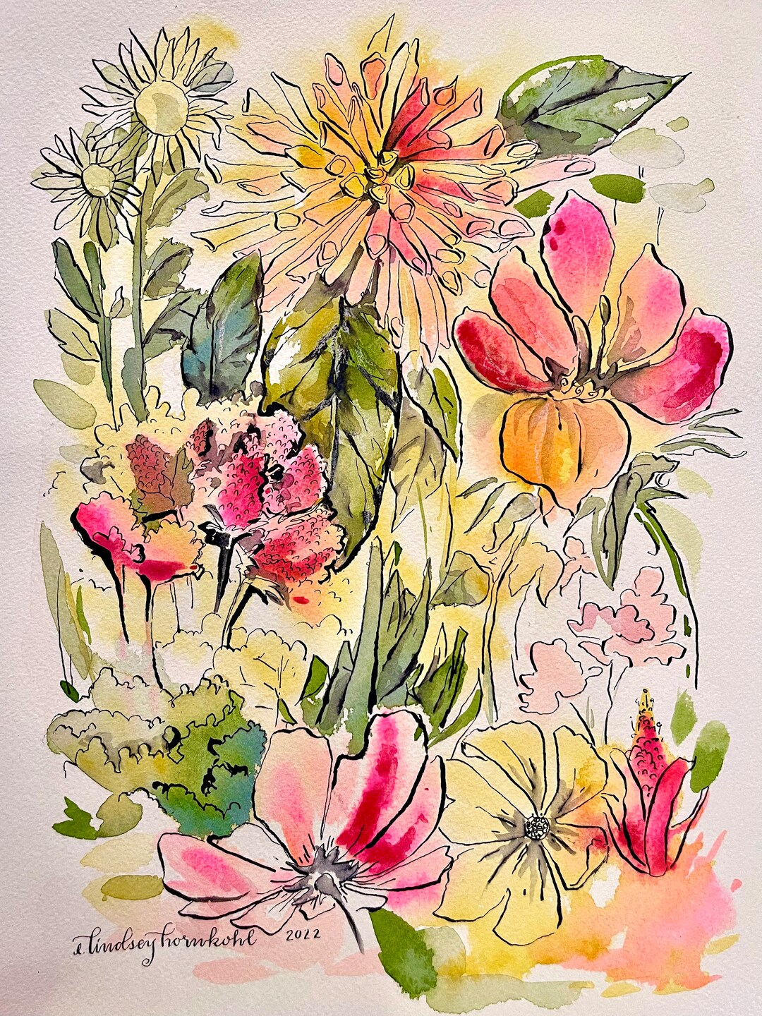 Raspberry Floral Watercolor 8x10" Giclee Print "raspberry Riot" - Etsy