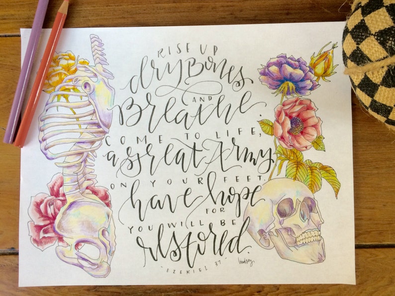 Dry Bones Coloring Page and Printable Word Art - Etsy