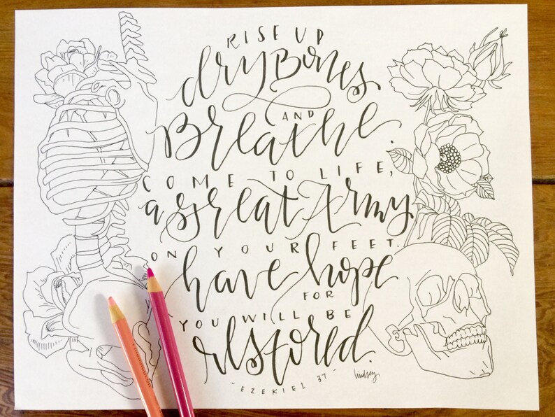 Dry Bones Coloring Page and Printable Word Art - Etsy