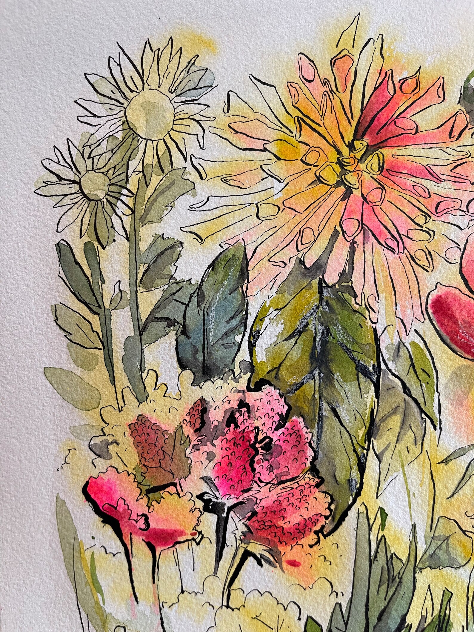 Raspberry Floral Watercolor 8x10" Giclee Print "raspberry Riot" - Etsy