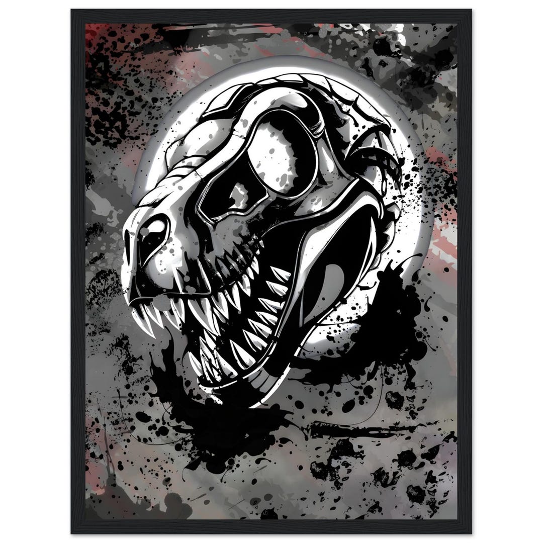 T-rex Skull Splash Art Wall Art – Prehistoric Dinosaur Poster for ...