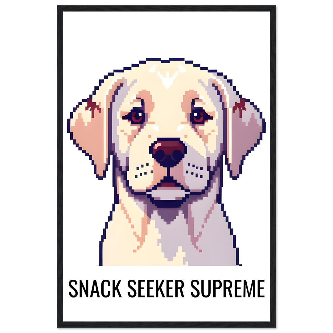 Framed Pixel Art Labrador Retriever Poster, Wall Decor, Ready-to-hang ...