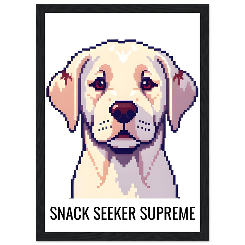 Framed Pixel Art Labrador Retriever Poster, Wall Decor, Ready-to-hang ...