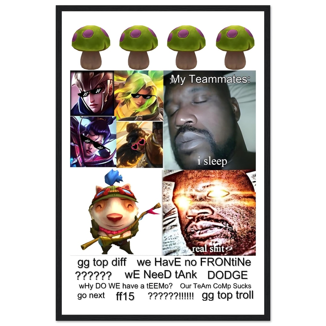Ultimate Troll Teemo Wall Art, Sleeping Meme Frame, Pine Wood Design ...