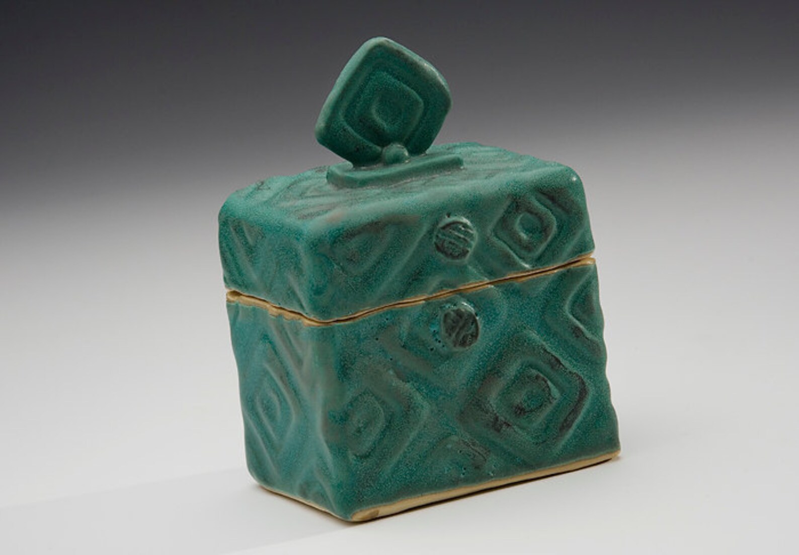 Handmade Pottery Box With Diamond Design Impressed Into the Stoneware ...