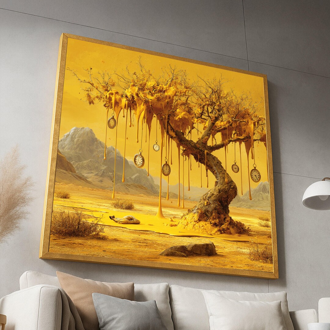 Surreal Melting Tree With Hanging Clocks Canvas, Time Concept Wall Art ...