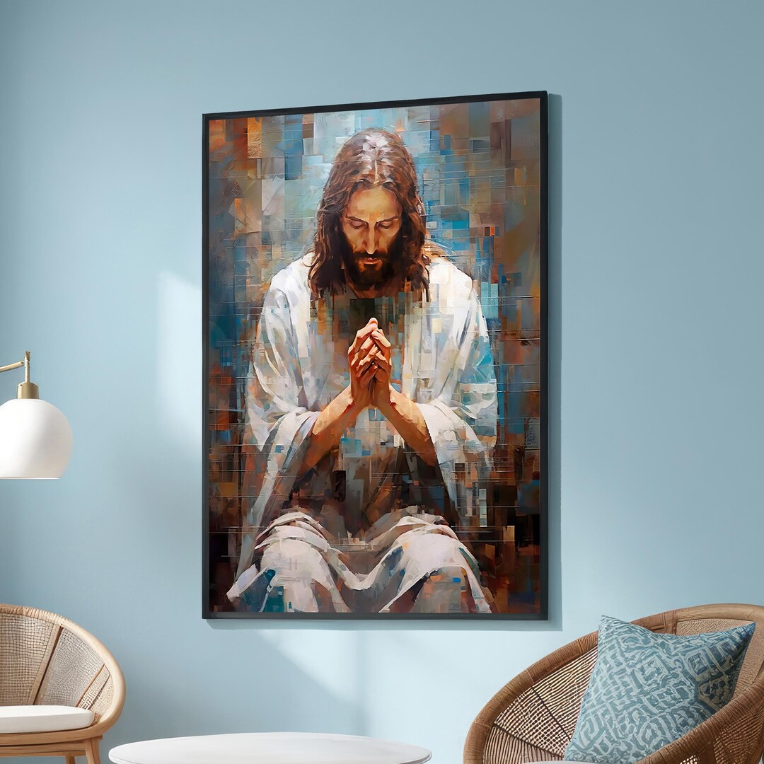 Jesus Christ Praying Art Print – Contemporary Religious Painting With ...