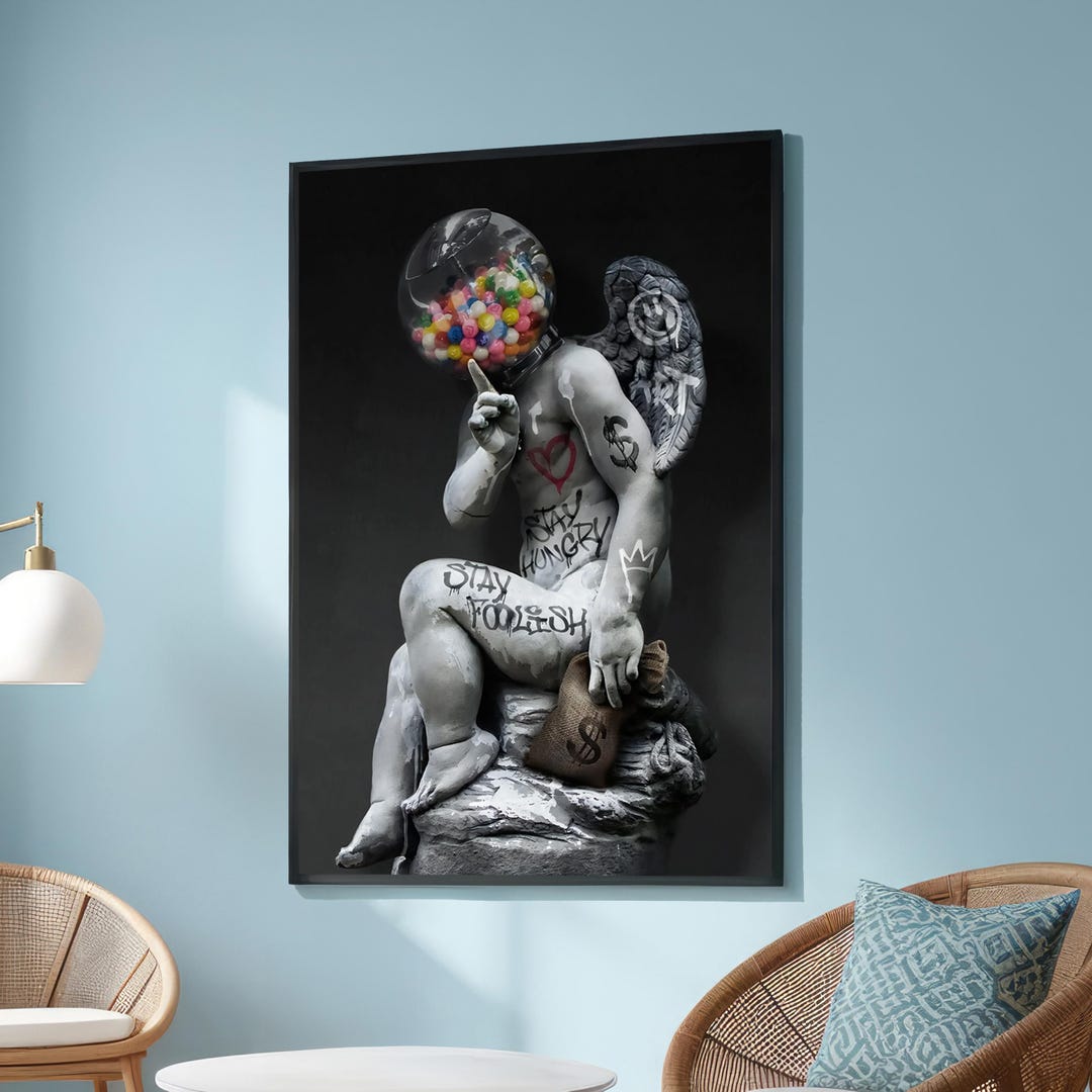 Graffiti Cherub With Gumball Machine Head Modern Street Art With ...