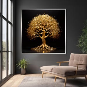 Golden Tree of Life Canvas Print - Elegant Symbolic Wall Art ...