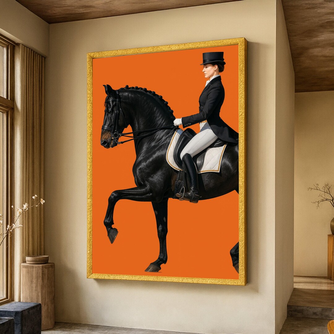 Elegant Equestrian Dressage Horse, Rider in Formal Attire Canvas Wall ...