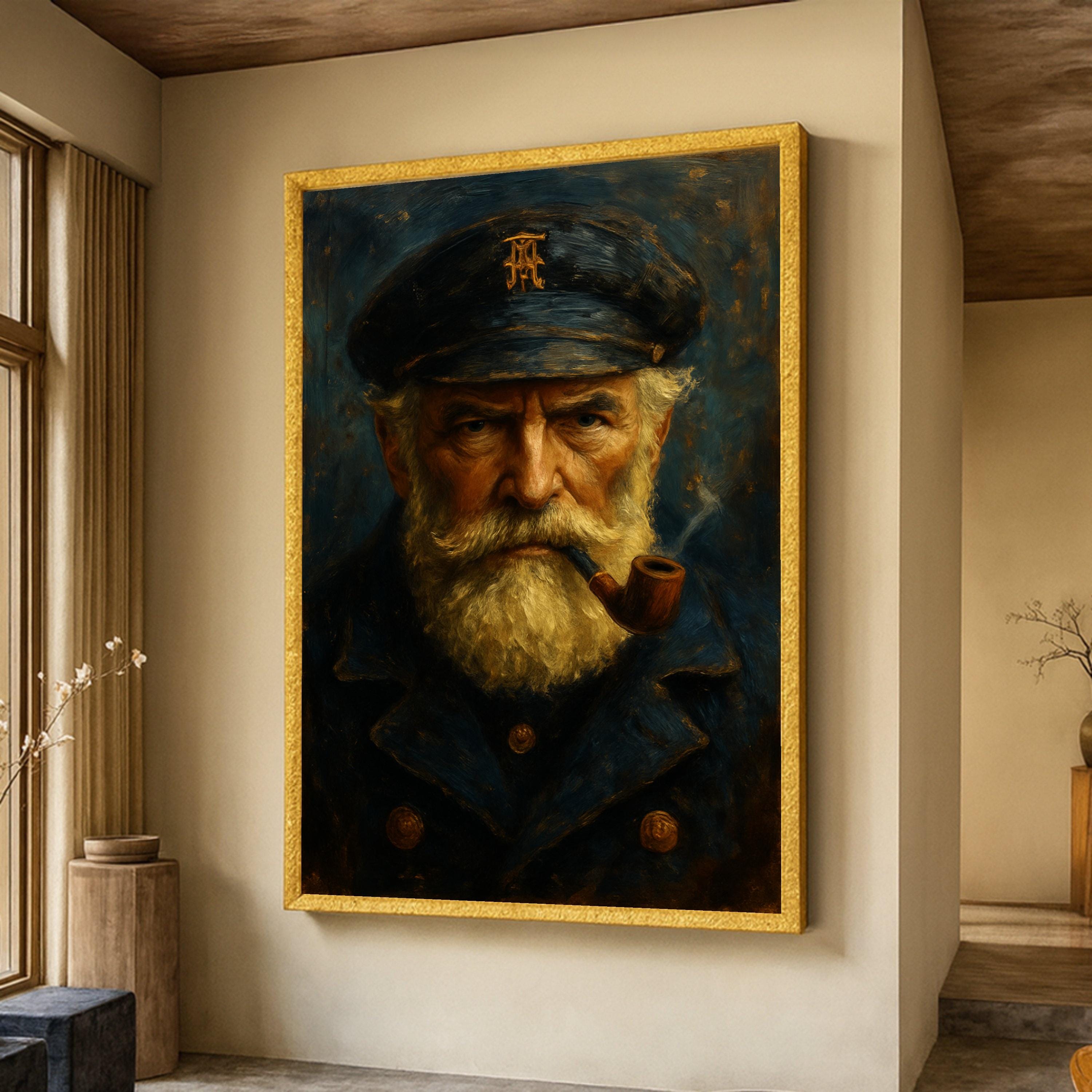 Old Sea Captain Portrait Canvas, Nautical Maritime Wall Art, Vintage ...