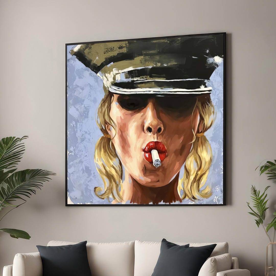 Provocative Portrait Canvas Print - Seductive Woman With Cigarette ...