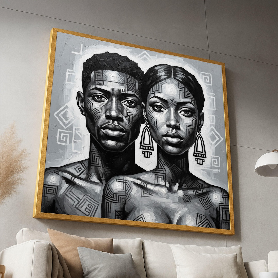 Bold Tribal Portraits Canvas Wall Art, Black and White Faces, African ...