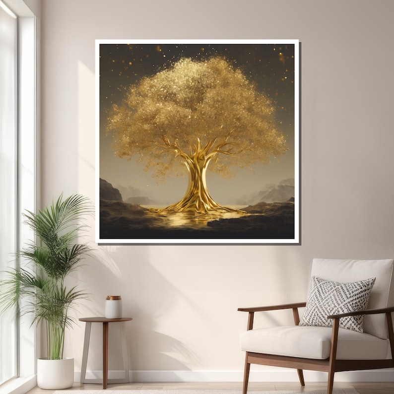 Golden Tree of Life Canvas Print - Luxurious Metallic Wall Art - Modern ...