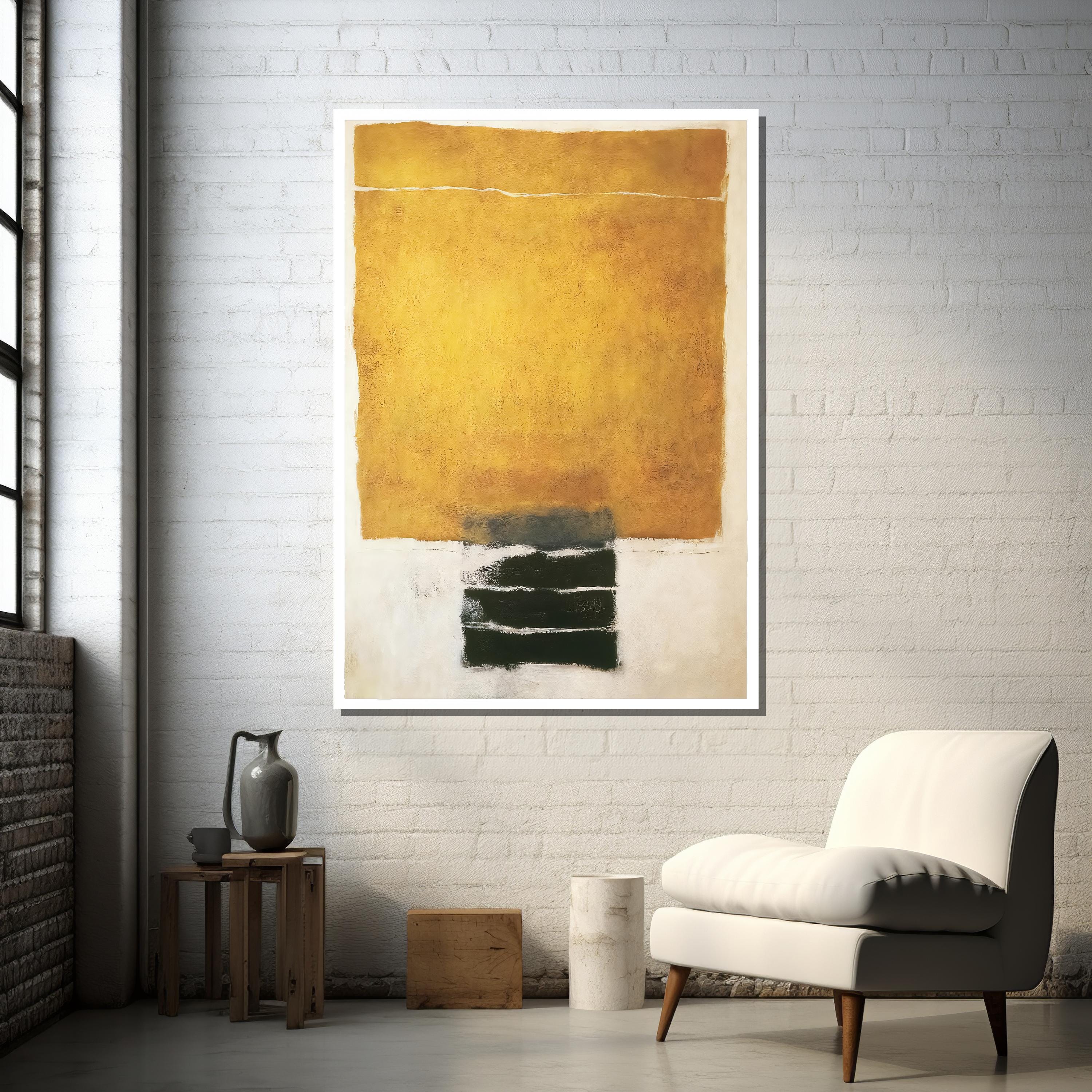 Golden Yellow and Black Minimalist Abstract Canvas Print - Modern Wall ...