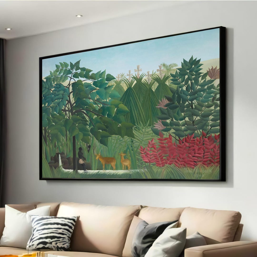 Henri Rousseau the Waterfall - Serene Jungle Landscape With Antelopes ...