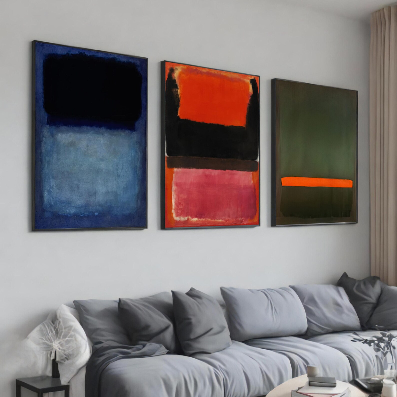 Mark Rothko Style Abstract Art - Dark Color Block Canvas - Bold Black ...