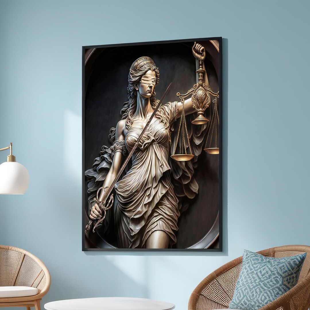 Lady Justice Art Print – Powerful Bronze and Gold Symbolism, Classical ...