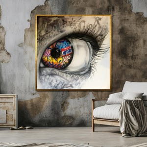 Realistic Eye With Graffiti Iris - Banksy Style Urban Street Art ...