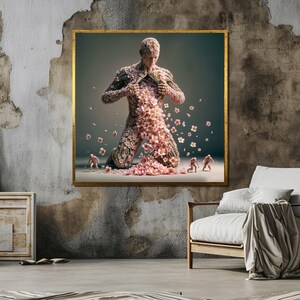 Surreal Floral Human Figure Canvas Print - Nature and Transformation ...