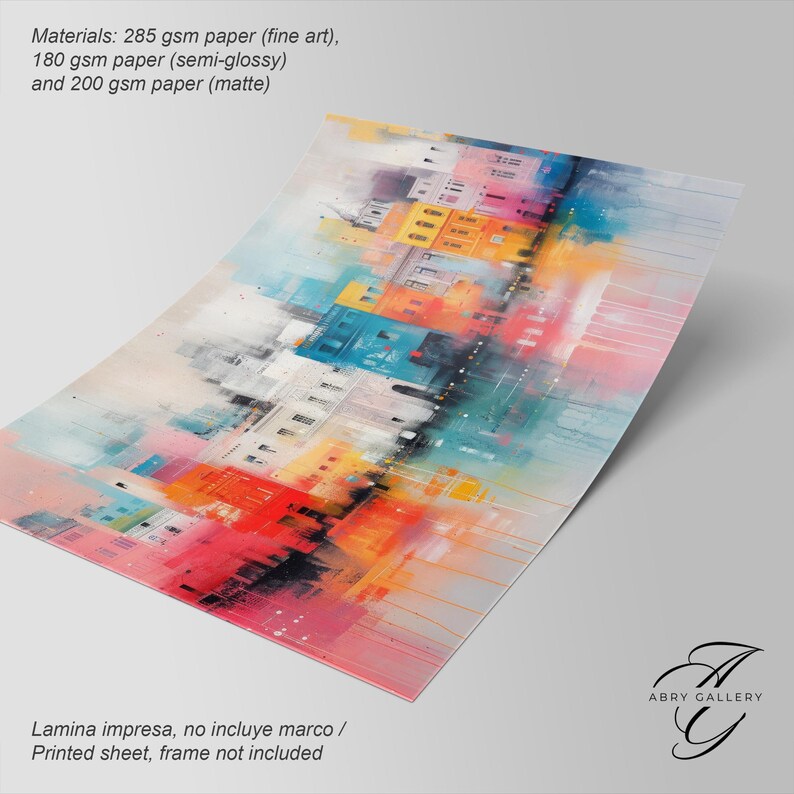 Colorful Abstract Cityscape Art Print: Modern Urban Wall Decor - Etsy