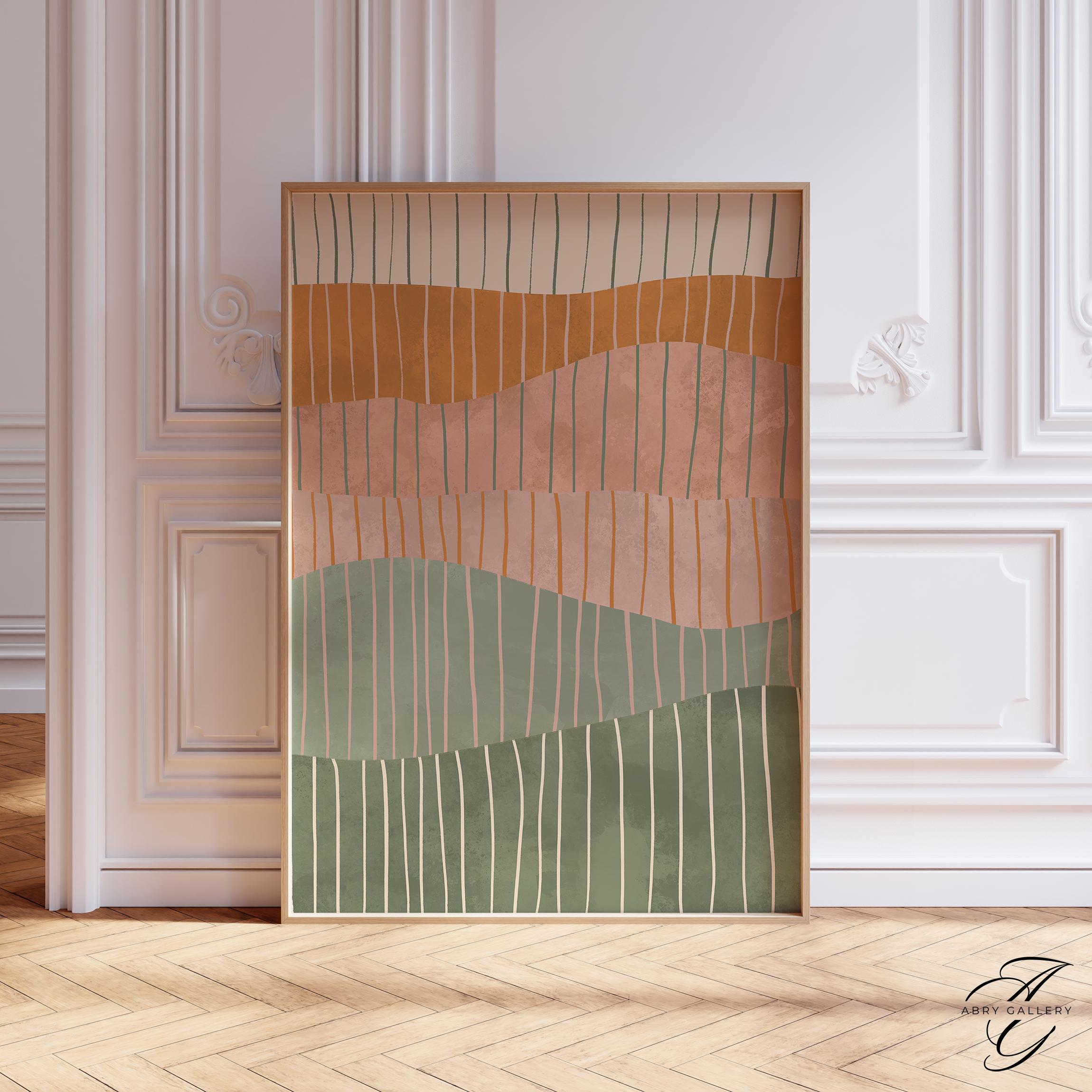 Earthy Tones Abstract Art, Minimalist Landscape Wall Decor, Modern Boho ...
