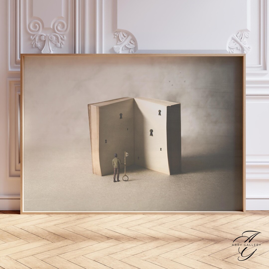 Surreal Book and Key Art Print: Conceptual Modern Wall Decor - Etsy
