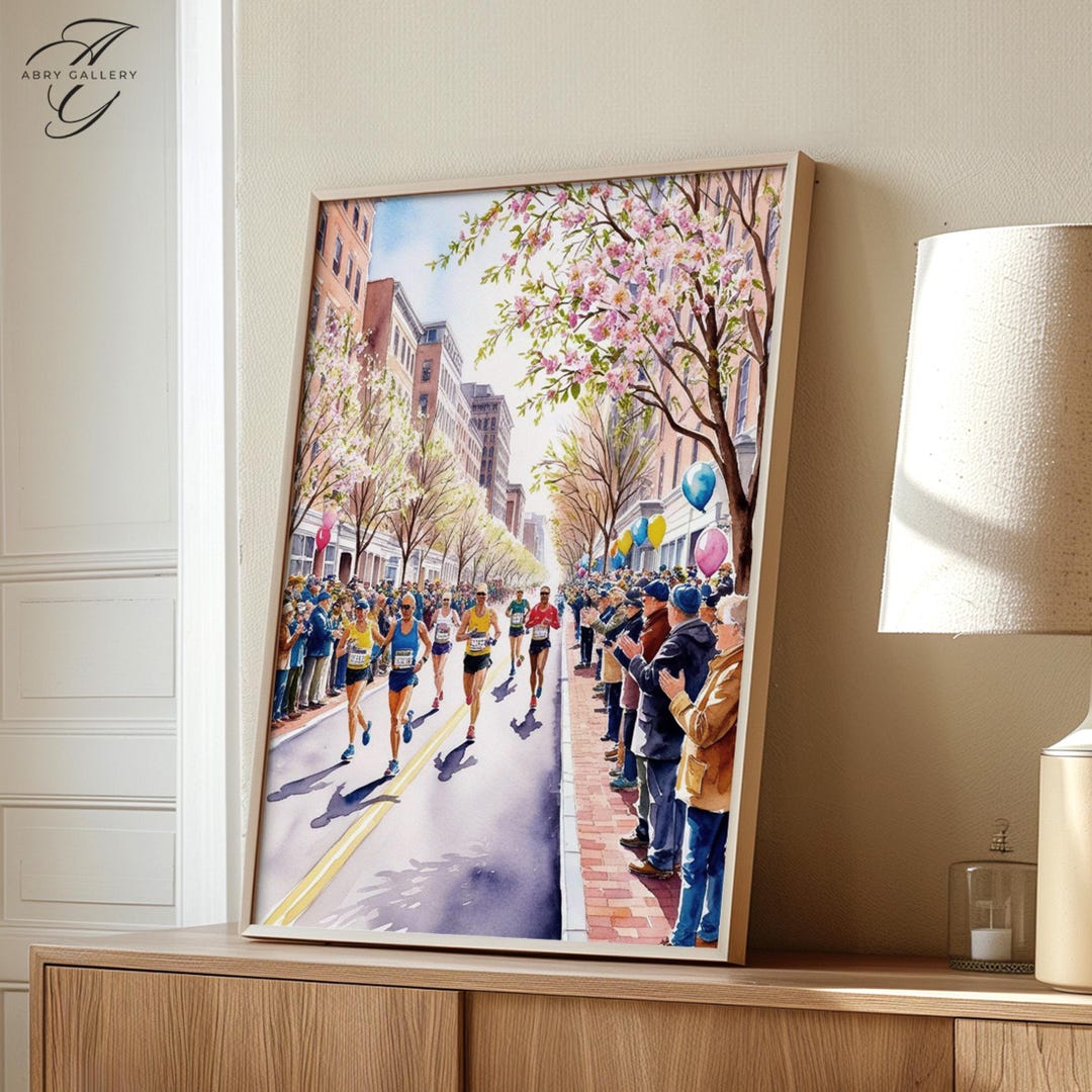 Boston Marathon Art, Marathon Wall Decor, Running Race Print, Boston ...