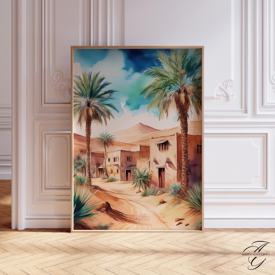 Timimoun Oasis Watercolor Print, Algeria Sahara Desert Art - Etsy