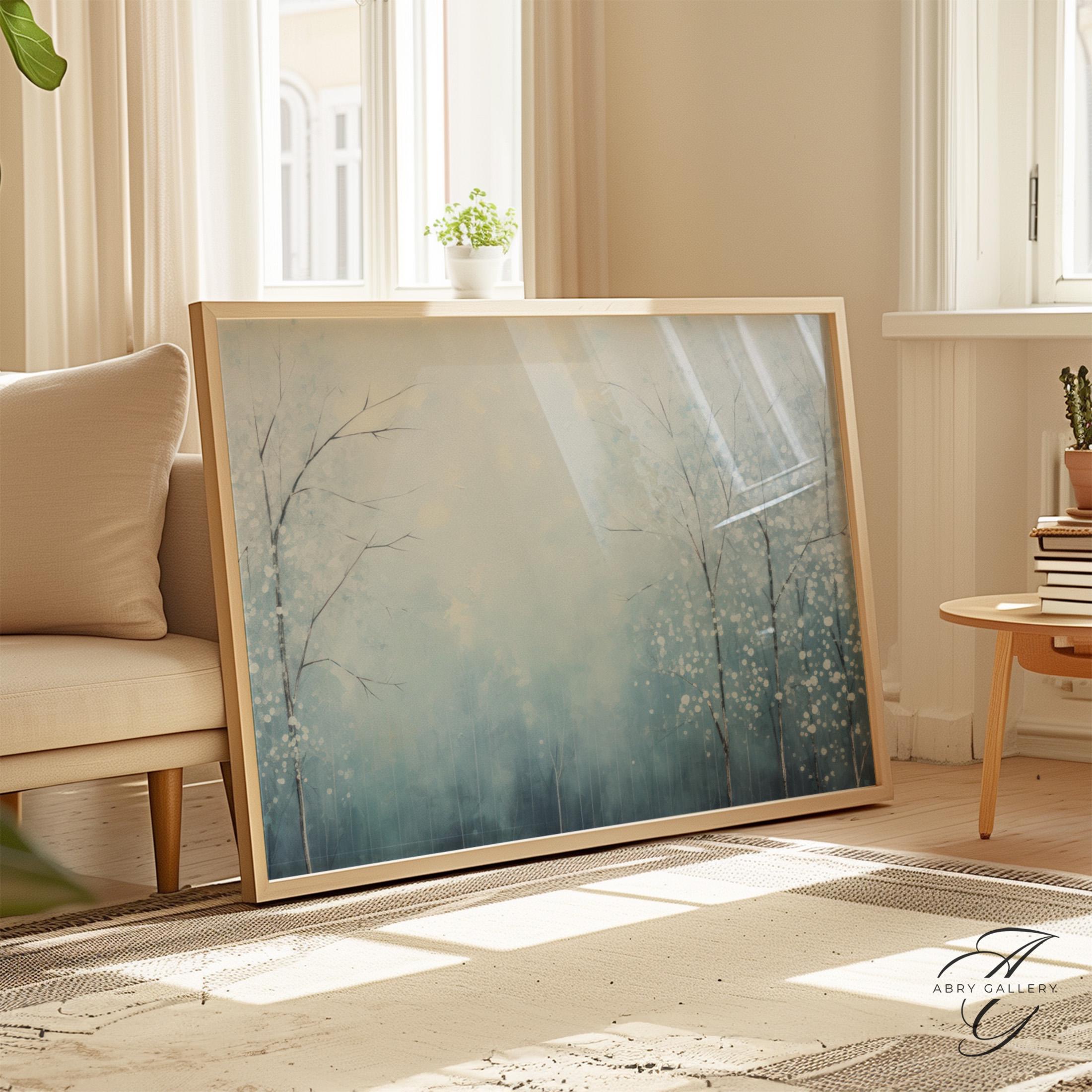 Winter Forest Print, Blue Snowy Trees Wall Art, Minimalist Winter Decor ...