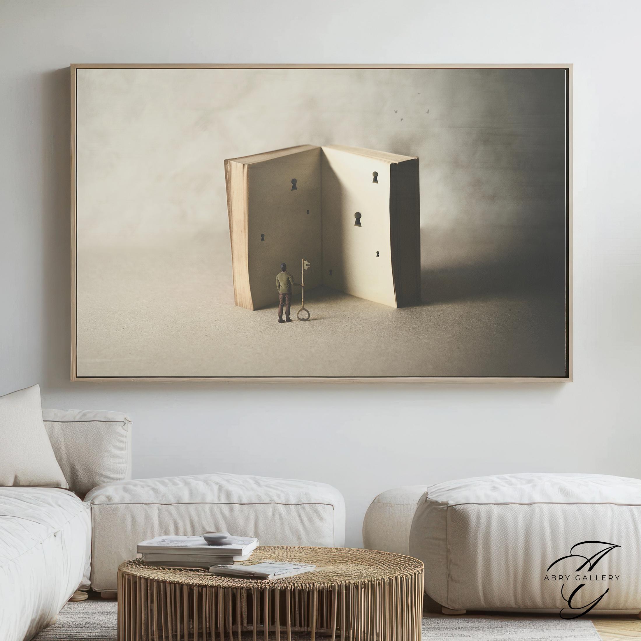 Surreal Book and Key Art Print: Conceptual Modern Wall Decor - Etsy