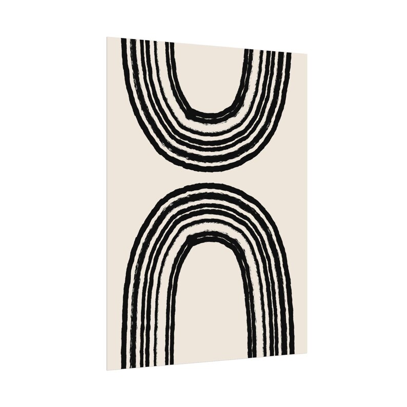Minimal Rainbow Line Art Print: Black and Beige Abstract Decor MIN14 - Etsy
