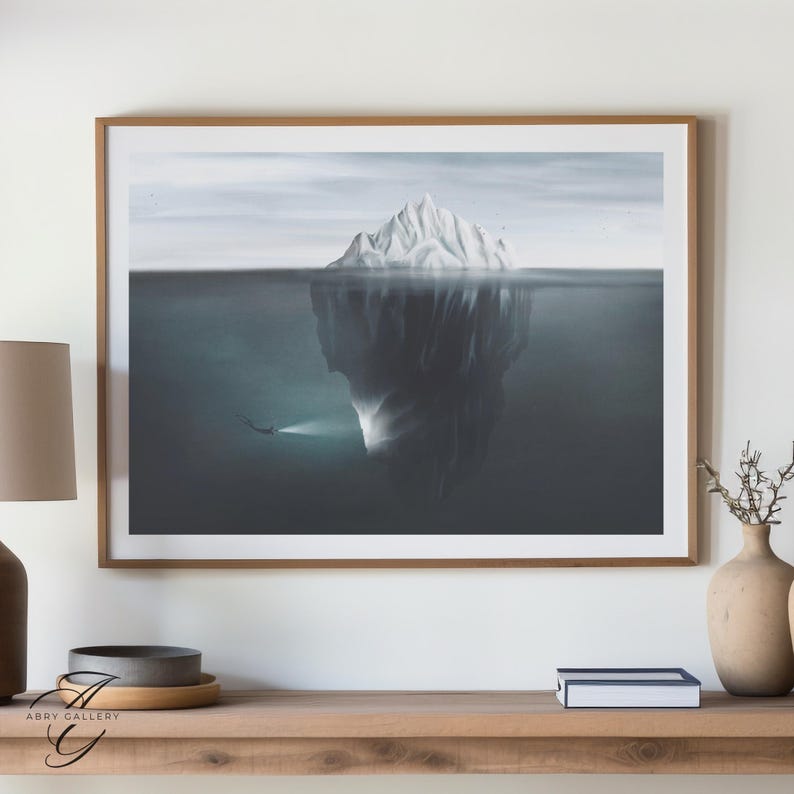 Minimalist Iceberg Art Print: Underwater Perspective Wall Art - Etsy