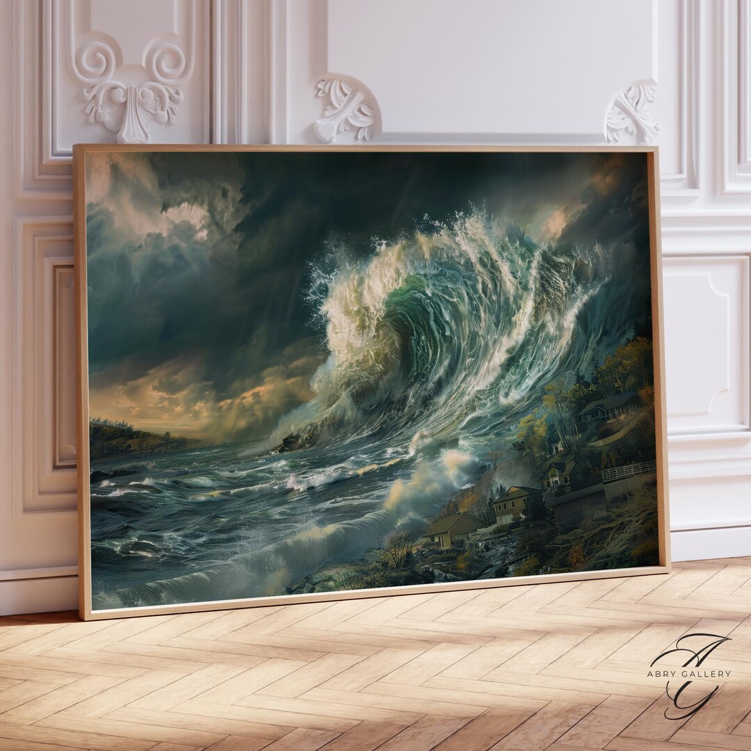Massive Ocean Wave Art Print, Coastal Storm Landscape, Nature Wall Art ...