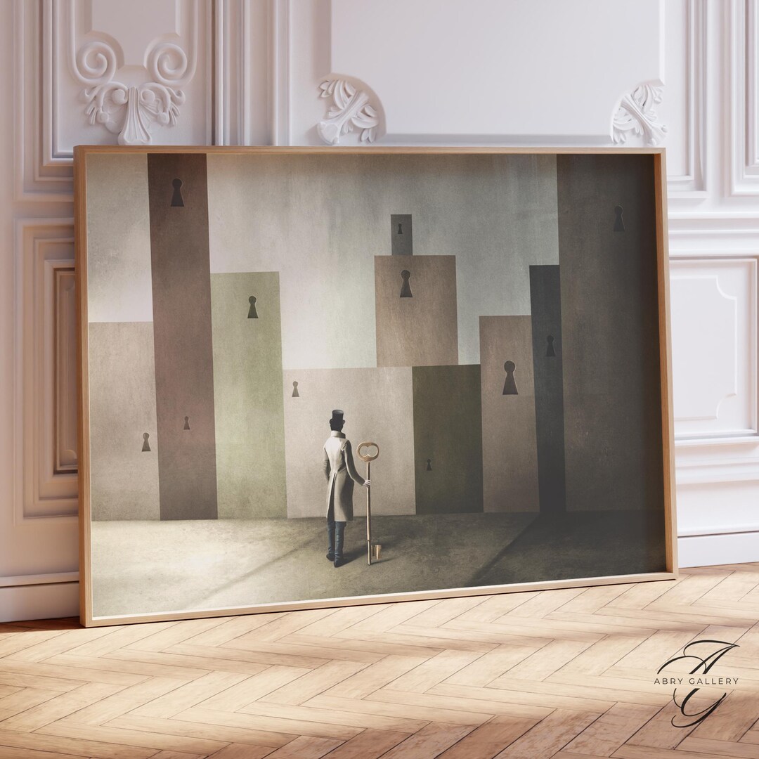 Surreal Key and Lock Wall Art, Conceptual Print, Unique Minimalist ...