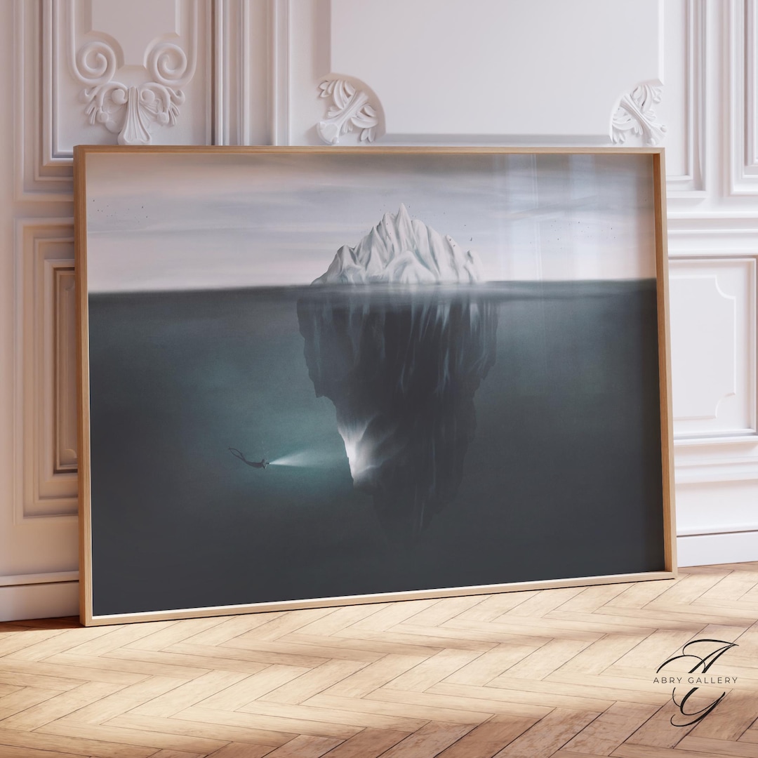Iceberg Art Print, Minimalist Ocean Wall Art, Deep Thought Poster ...