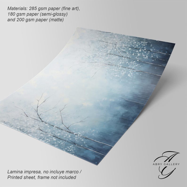 Winter Forest Print, Blue Snowy Trees Wall Art, Minimalist Winter Decor ...