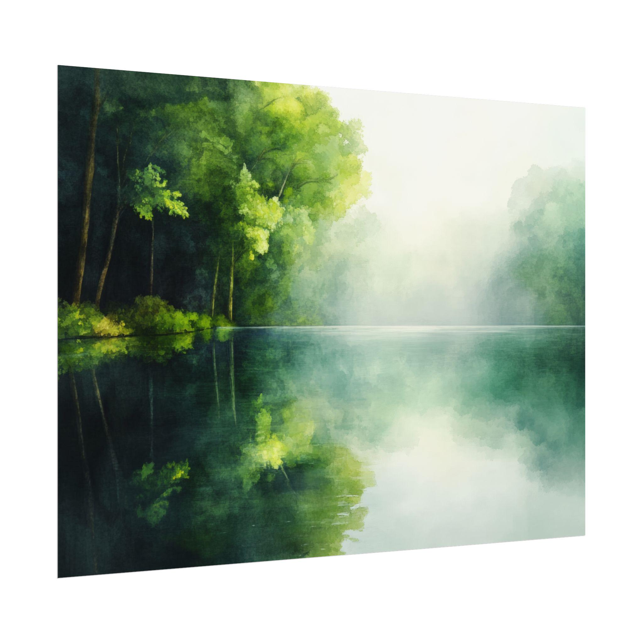 Green Forest River Reflection Art Print: Serene Nature Decor - Etsy