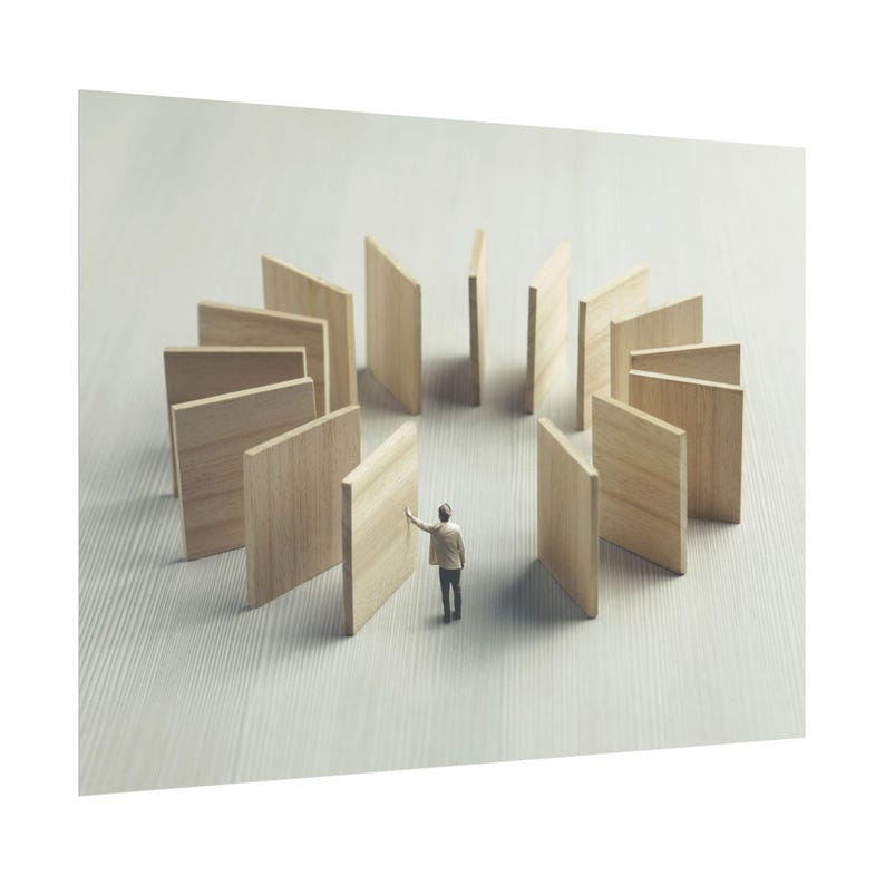 Domino Effect Concept Art Print, Thought-provoking Minimalist Design ...