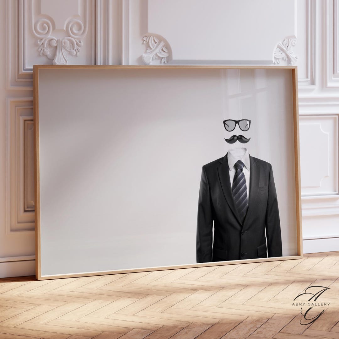 Invisible Man Art Print: Minimalist Surreal Black and White Office ...