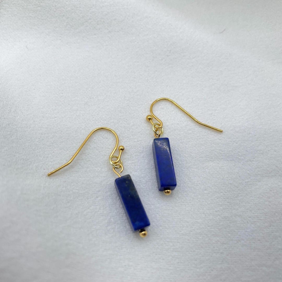 Puabi - Ancient Inspired Lapis Lazuli Gold Earrings With Unique Dangle ...