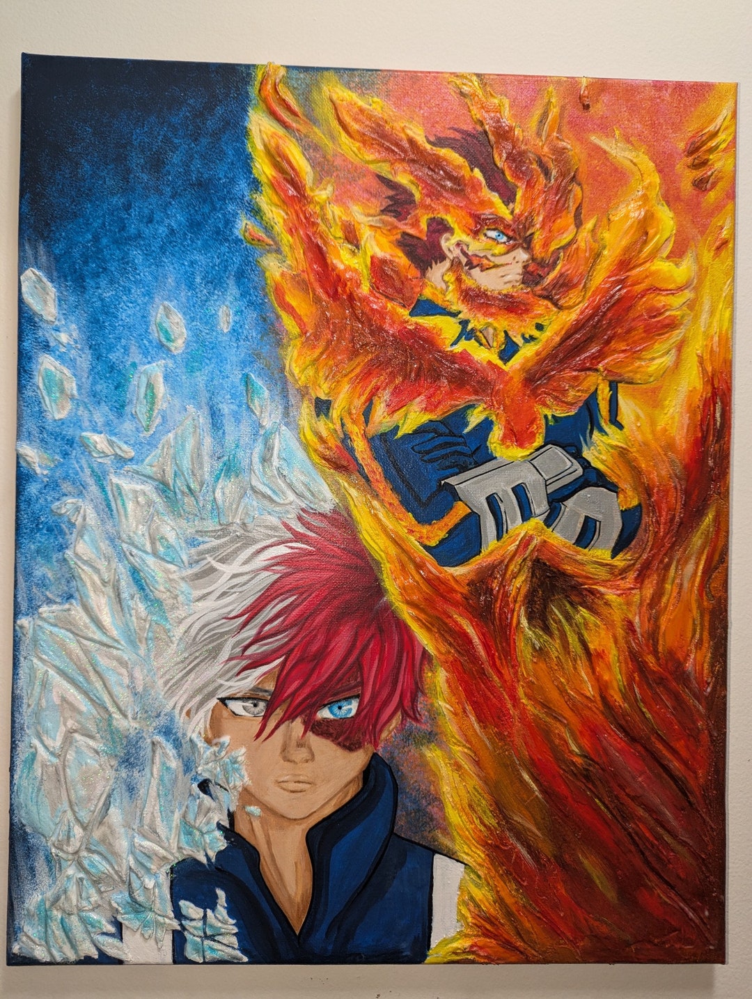 Anime My Hero Academia Hand Painting Three Dimensional Painting -" Ice ...